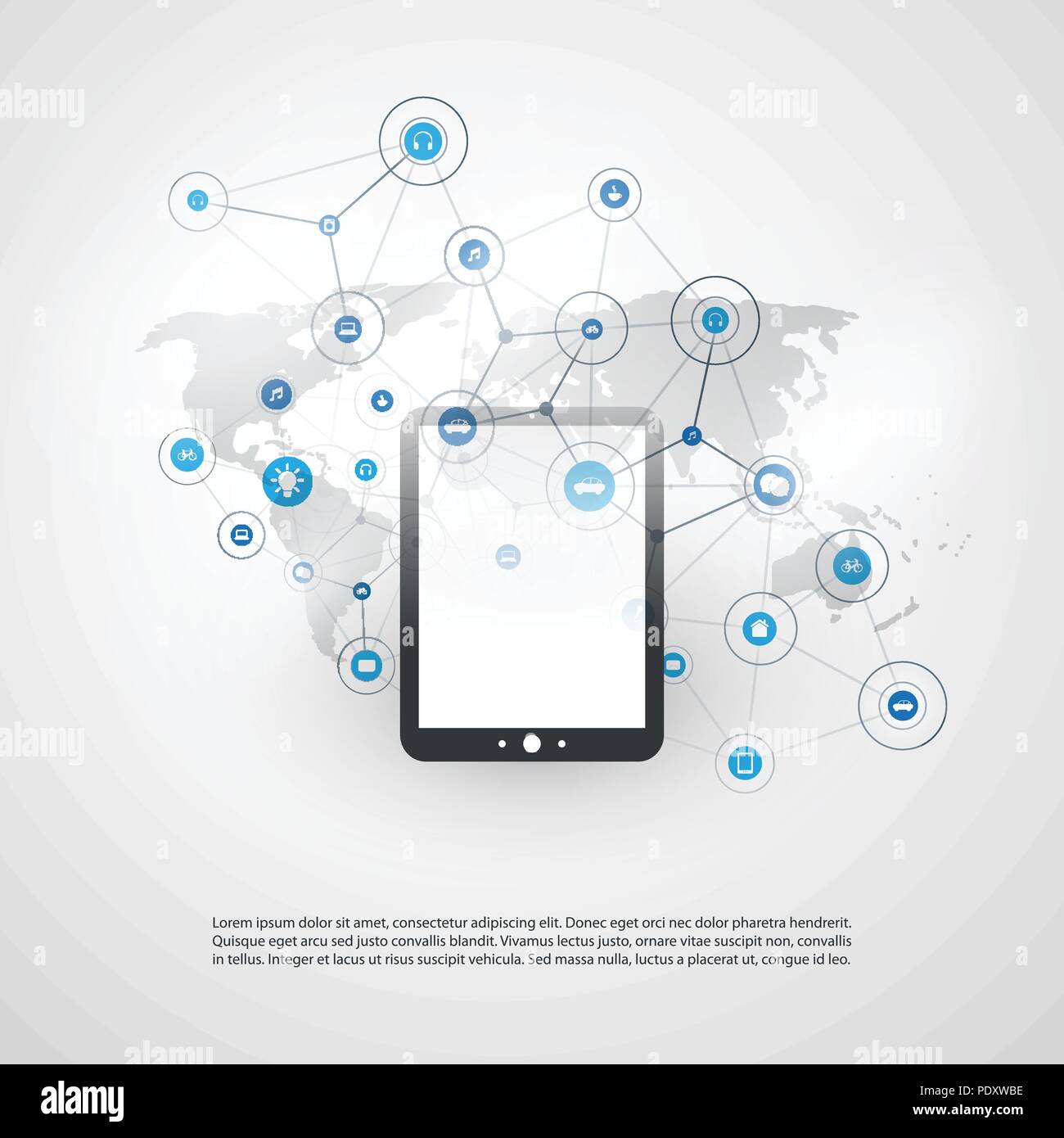 Internet of Things, Cloud Computing Design Concept with Icons - Digital Network Connections ...
