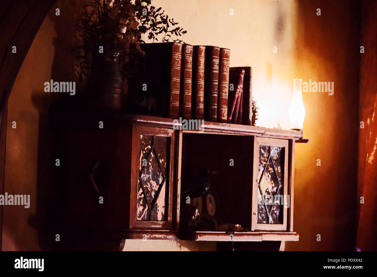 cabinet at the Hobbiton movie set,Nz Stock Photo - Alamy