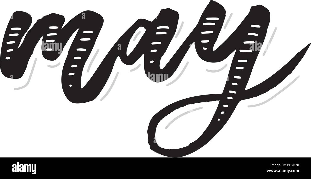 May Calligraphy Lettering Day Month Vector Brush Illustration Stock ...