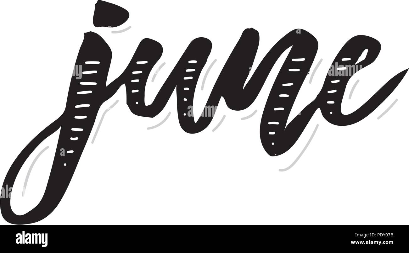 June Calligraphy Lettering Day Month Vector Brush Illustration Stock ...