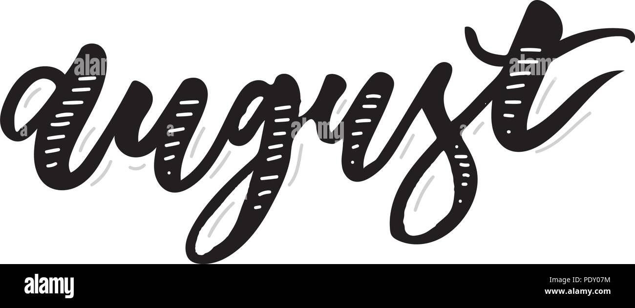 August Calligraphy Lettering Day Month Vector Brush illustration Stock ...