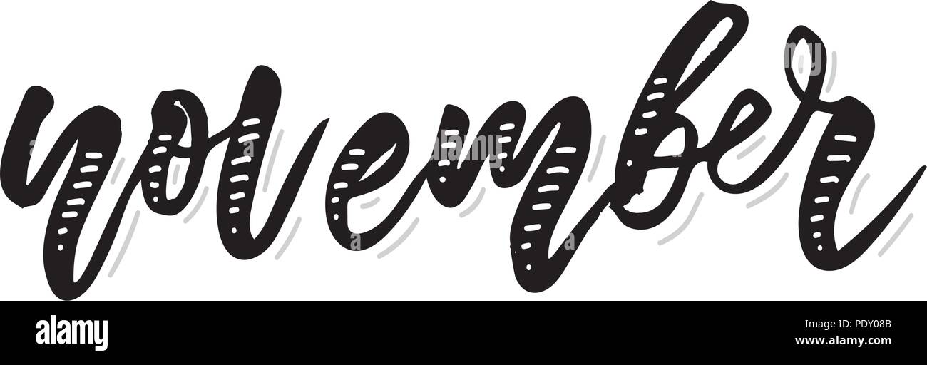 November Calligraphy Lettering Day Month Vector Brush illustration ...