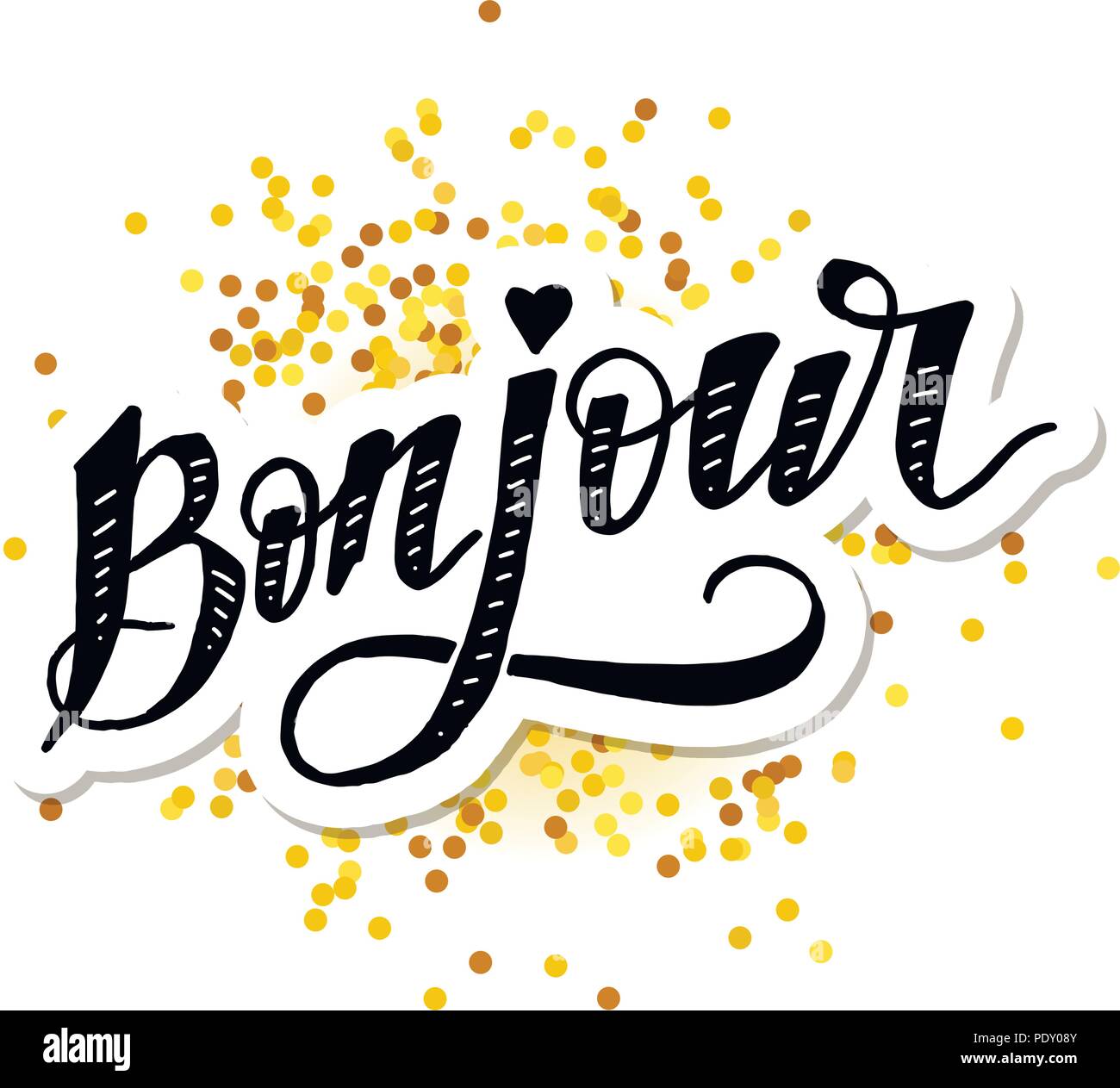 Bonjour Paris Phrase Vector Lettering Calligraphy Brush Stock Vector ...