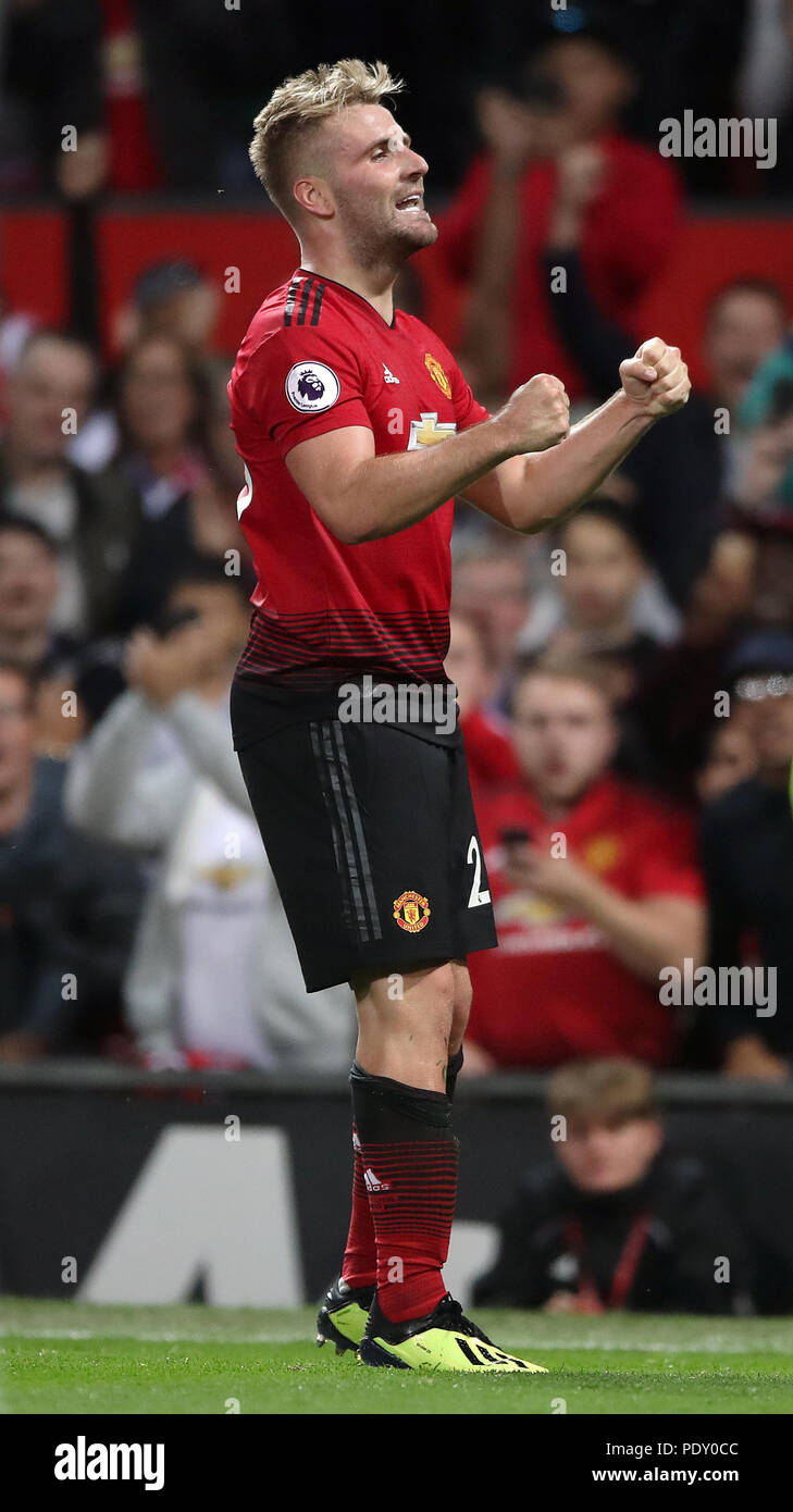 Manchester United's Luke Shaw celebrates scoring his side's second goal ...