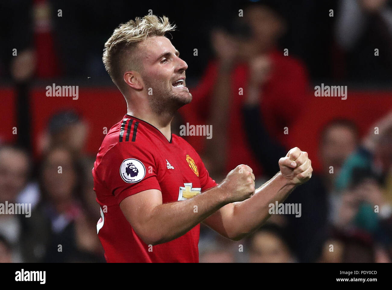 Manchester United's Luke Shaw celebrates scoring his side's second goal ...