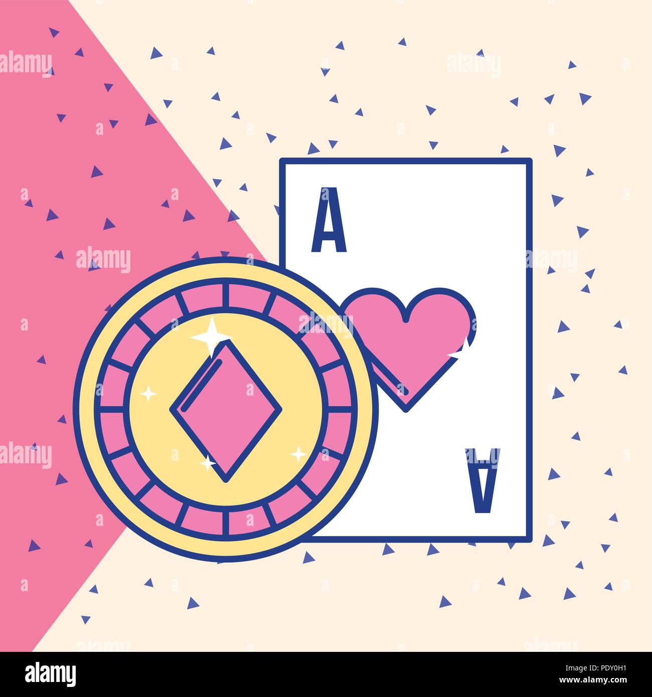 casino ace card and chip cartoon vector illustration Stock Vector Image ...