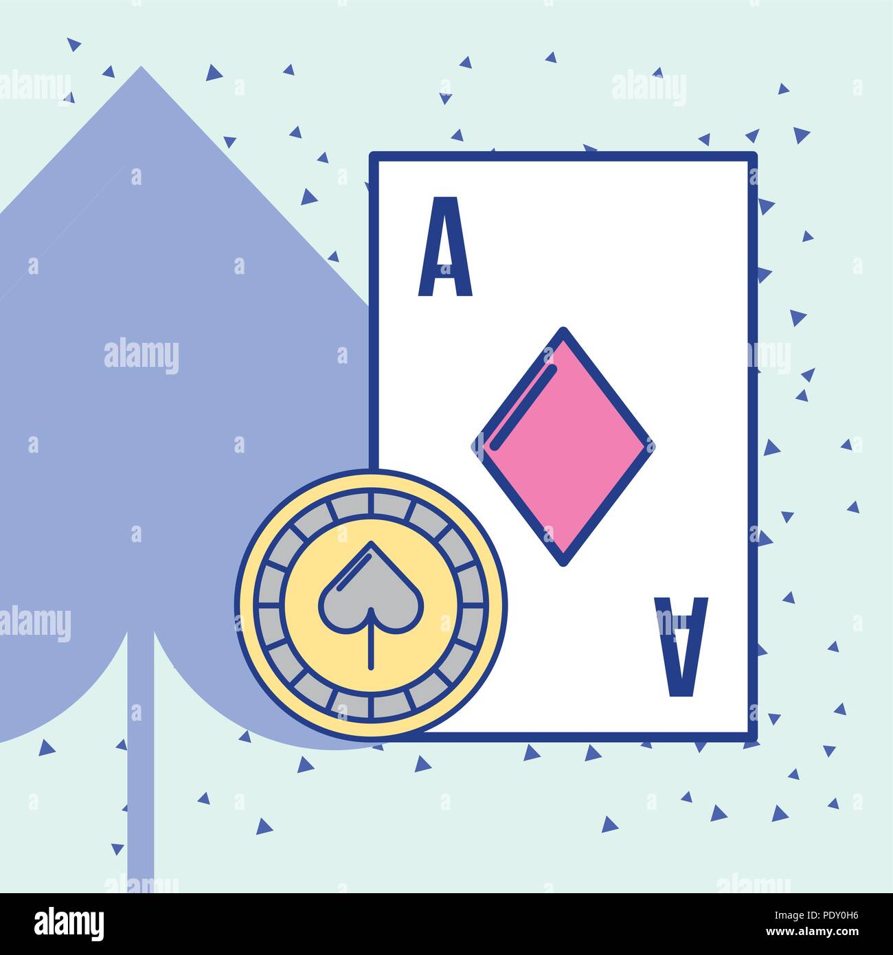 casino ace card and chip cartoon vector illustration Stock Vector Image ...