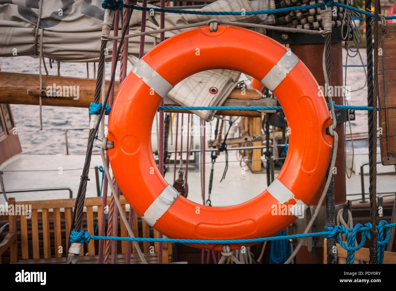 Lifebuoy carried by ship Stock Photo - Alamy