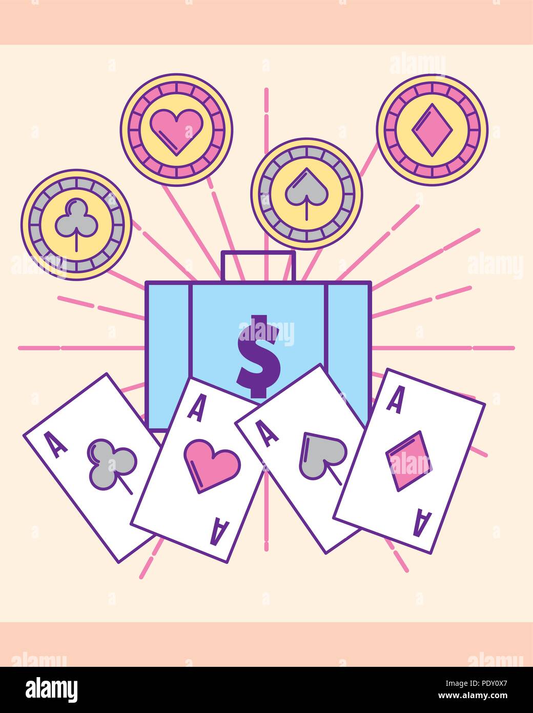 casino money suitcase aces cards chips gamble vector illustration Stock ...