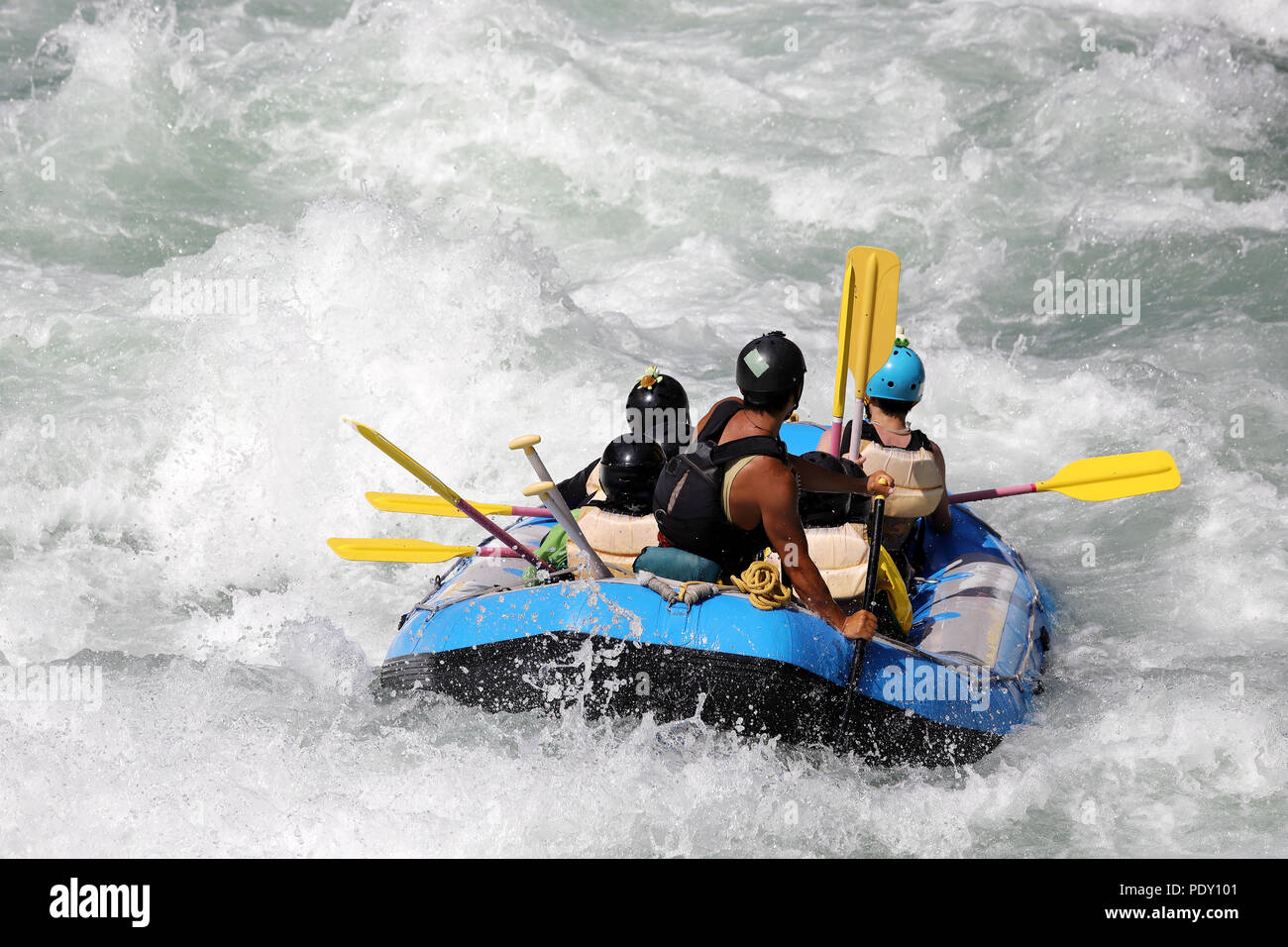 White water rafting on the rapids of river Yosino in Japan Stock Photo ...