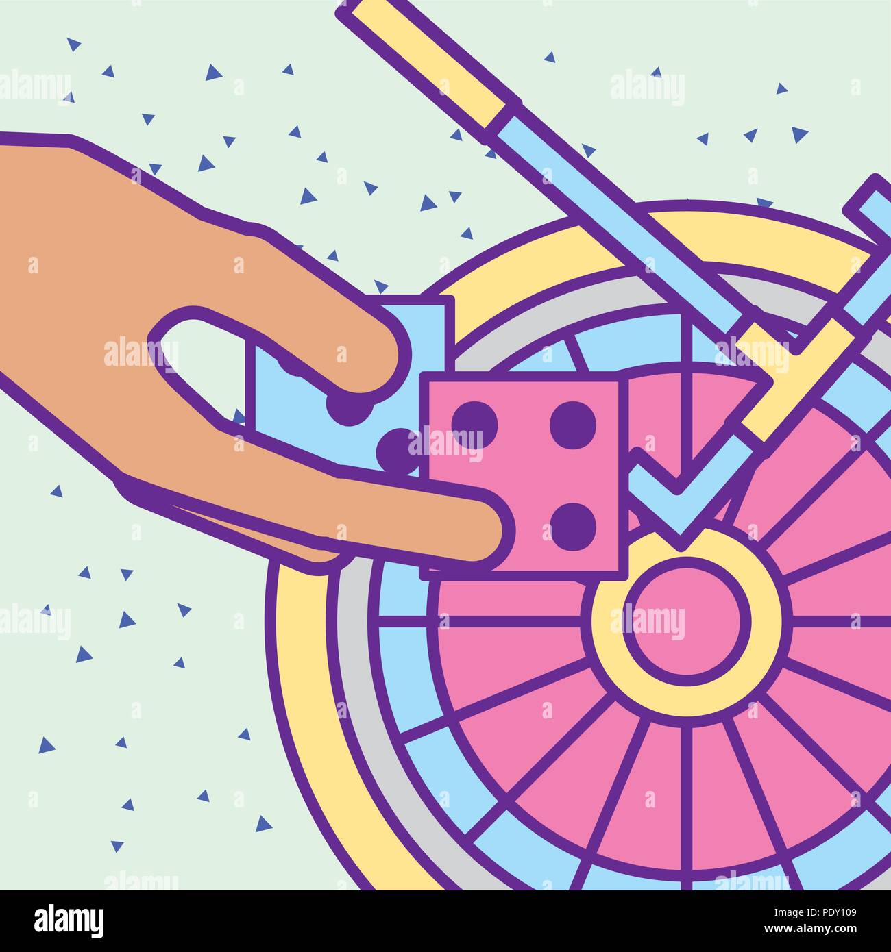 hand holding dices and roulette machine casino Stock Vector Image & Art ...