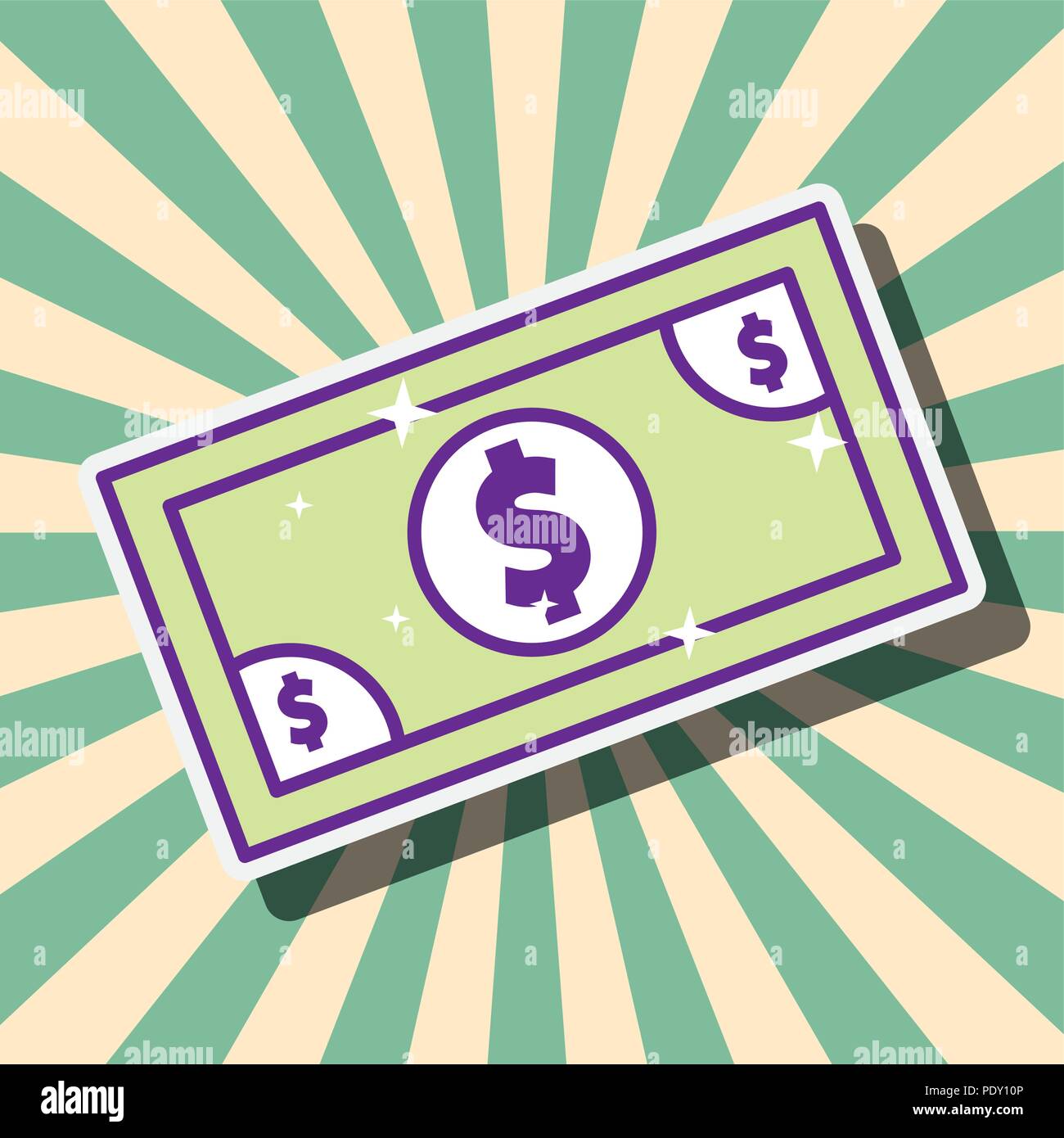 dollar banknote money cash retro style cartoon Stock Vector Image & Art ...