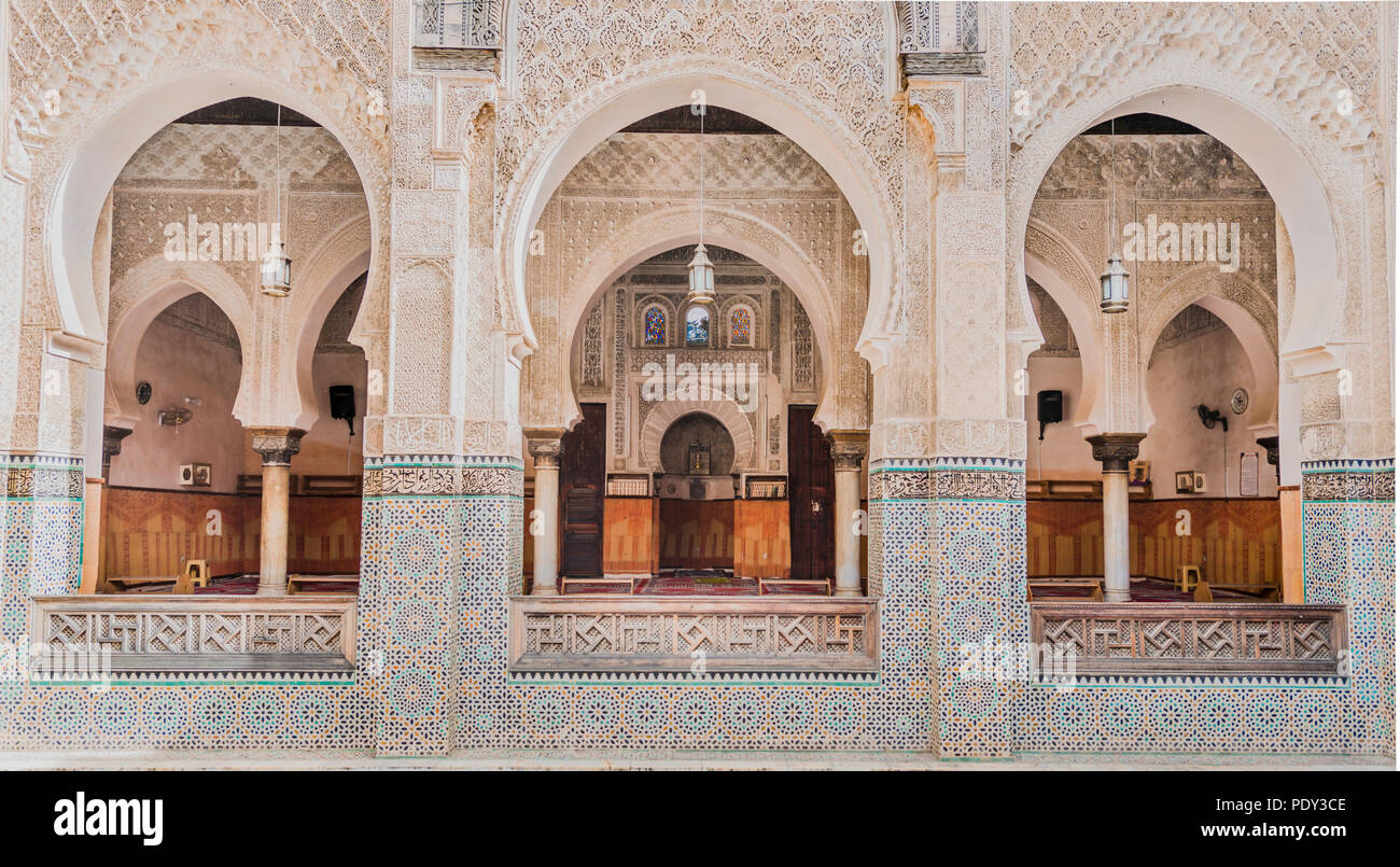 Madrasa Bou Inania, madrasas, Arabic ornaments, Fes, Morocco Stock ...