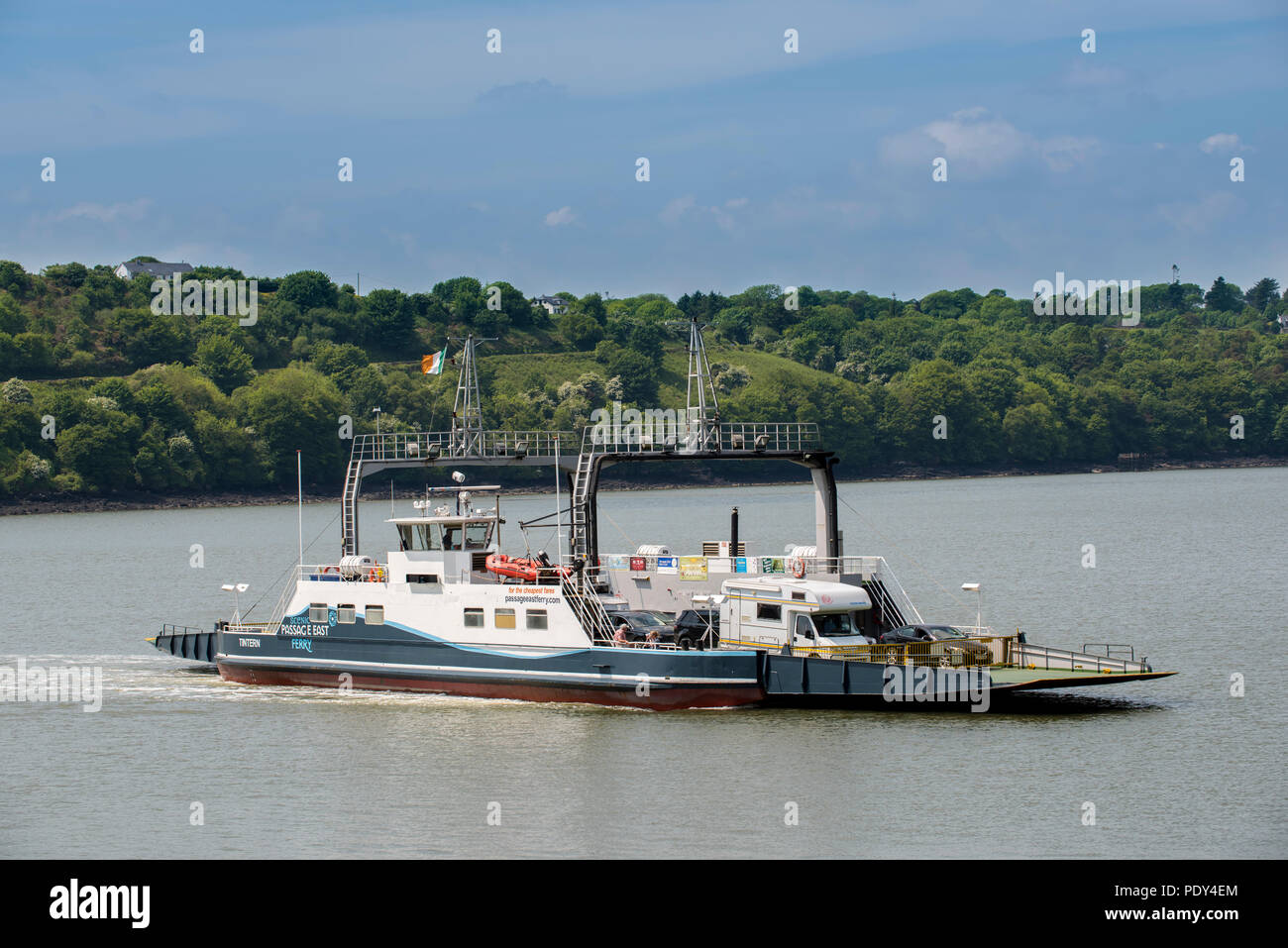 Car ferry across the River Barrow between the towns of Passage East ...
