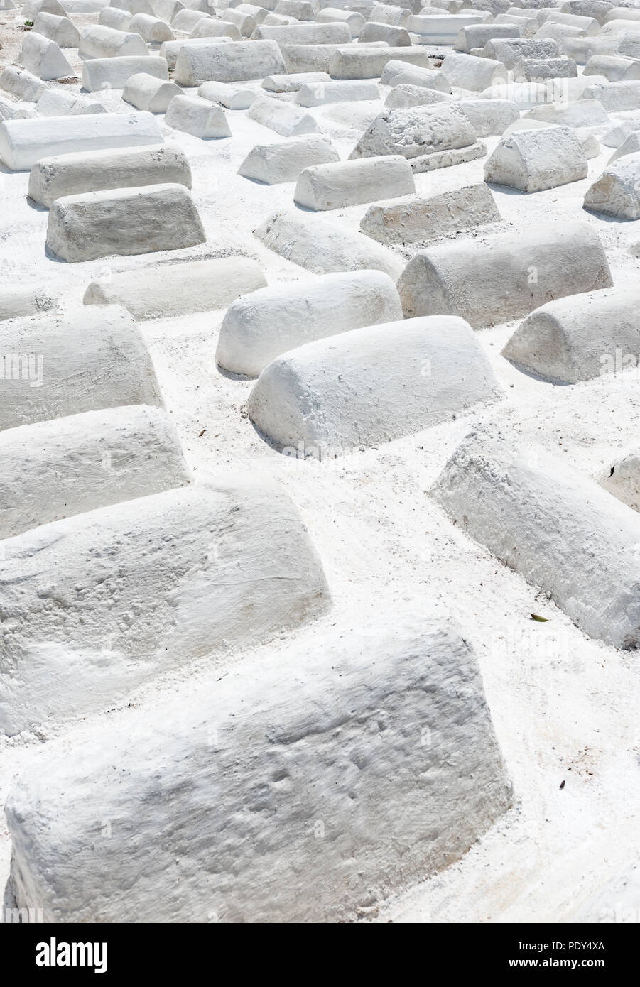 Typical white graves, old Jewish cemetery Miaara, Marrakech, Morocco ...
