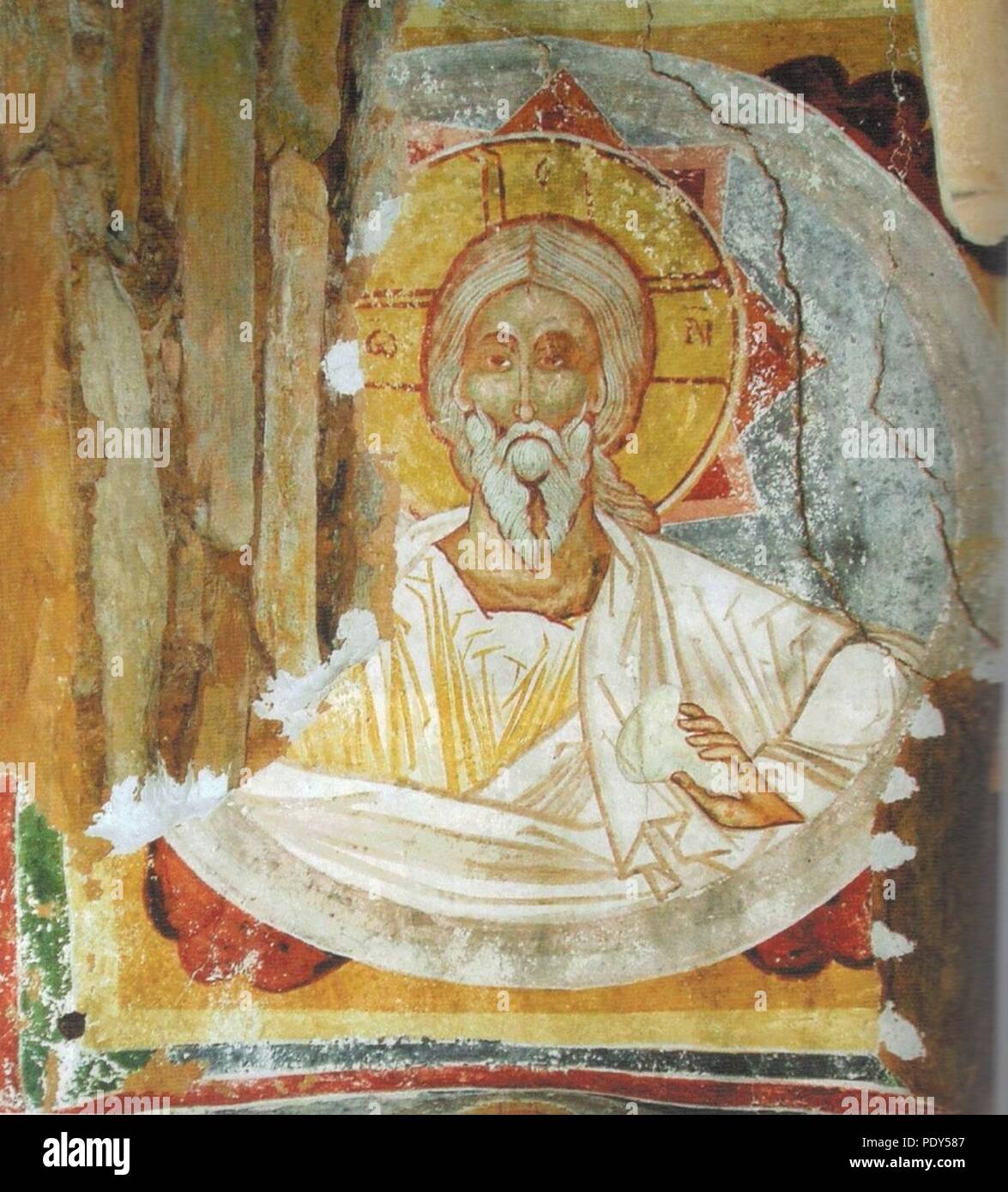 Archangel Michael Church in Benche, Christ Ancient of Days Fresco Stock ...