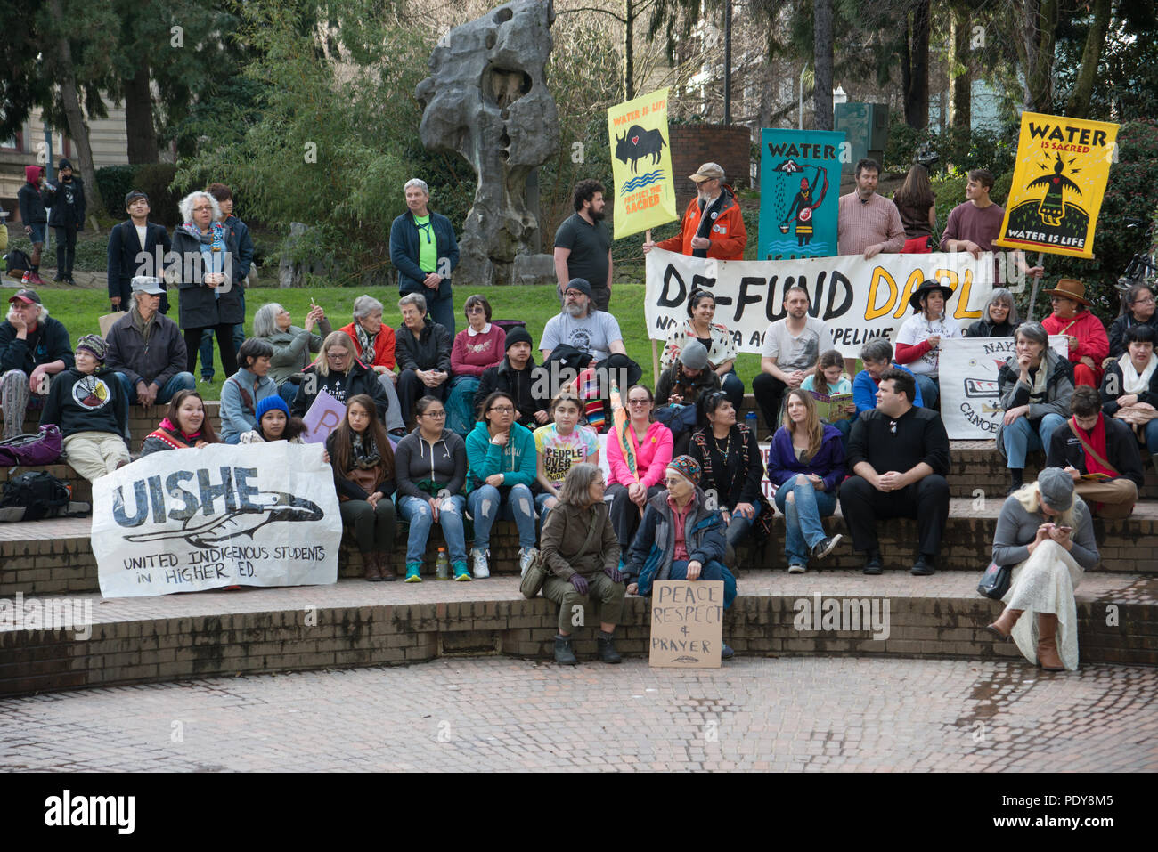 PORTLAND, OREGON MARCH 10 2017, Protesters of the Dakota Access ...