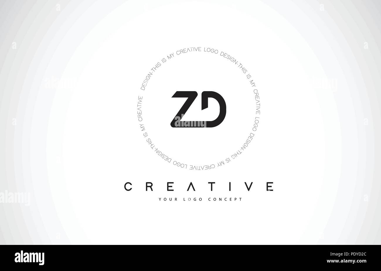 ZD Z D Logo Design with Black and White Creative Icon Text Letter ...