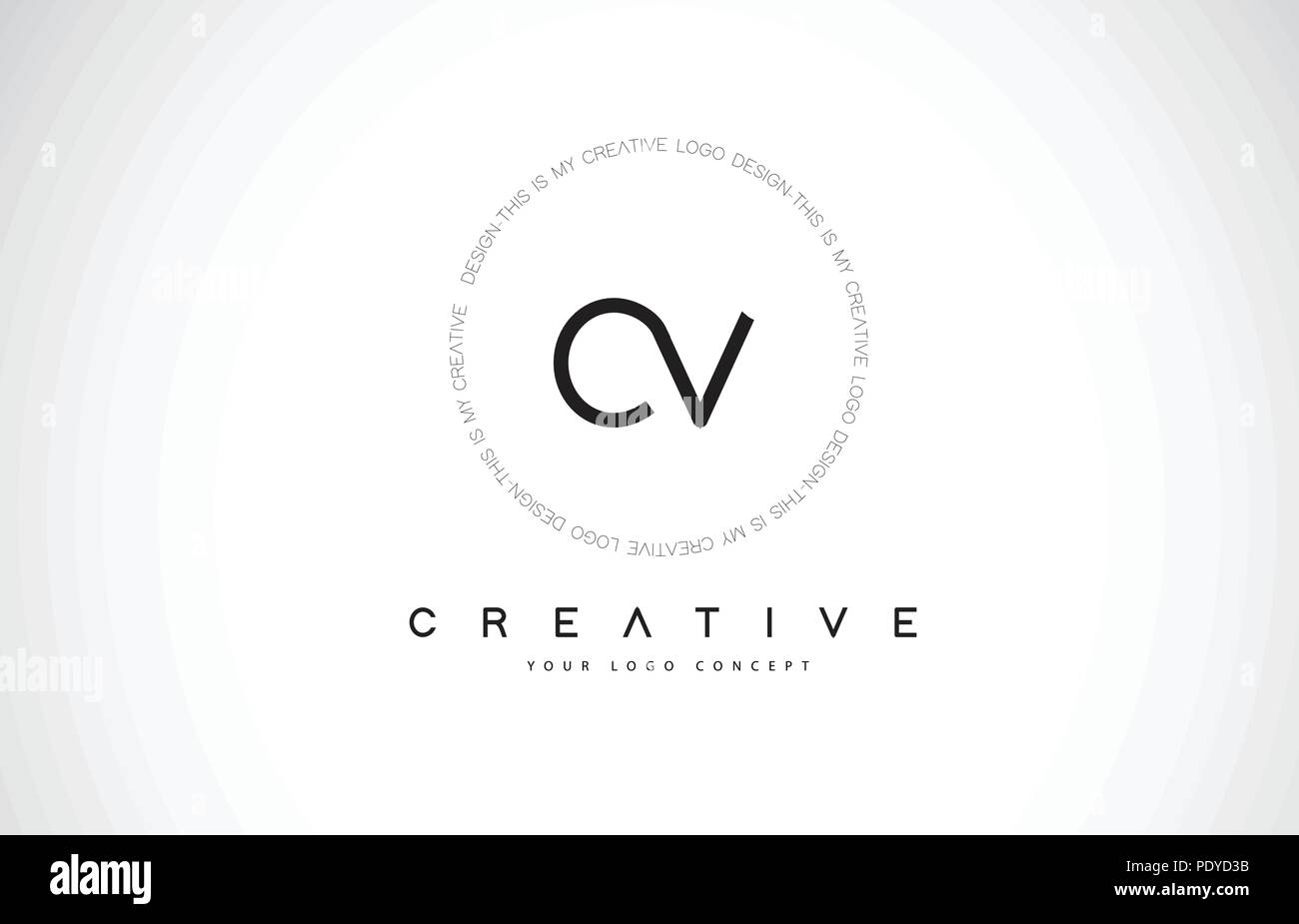 CV C V Logo Design with Black and White Creative Icon Text Letter ...