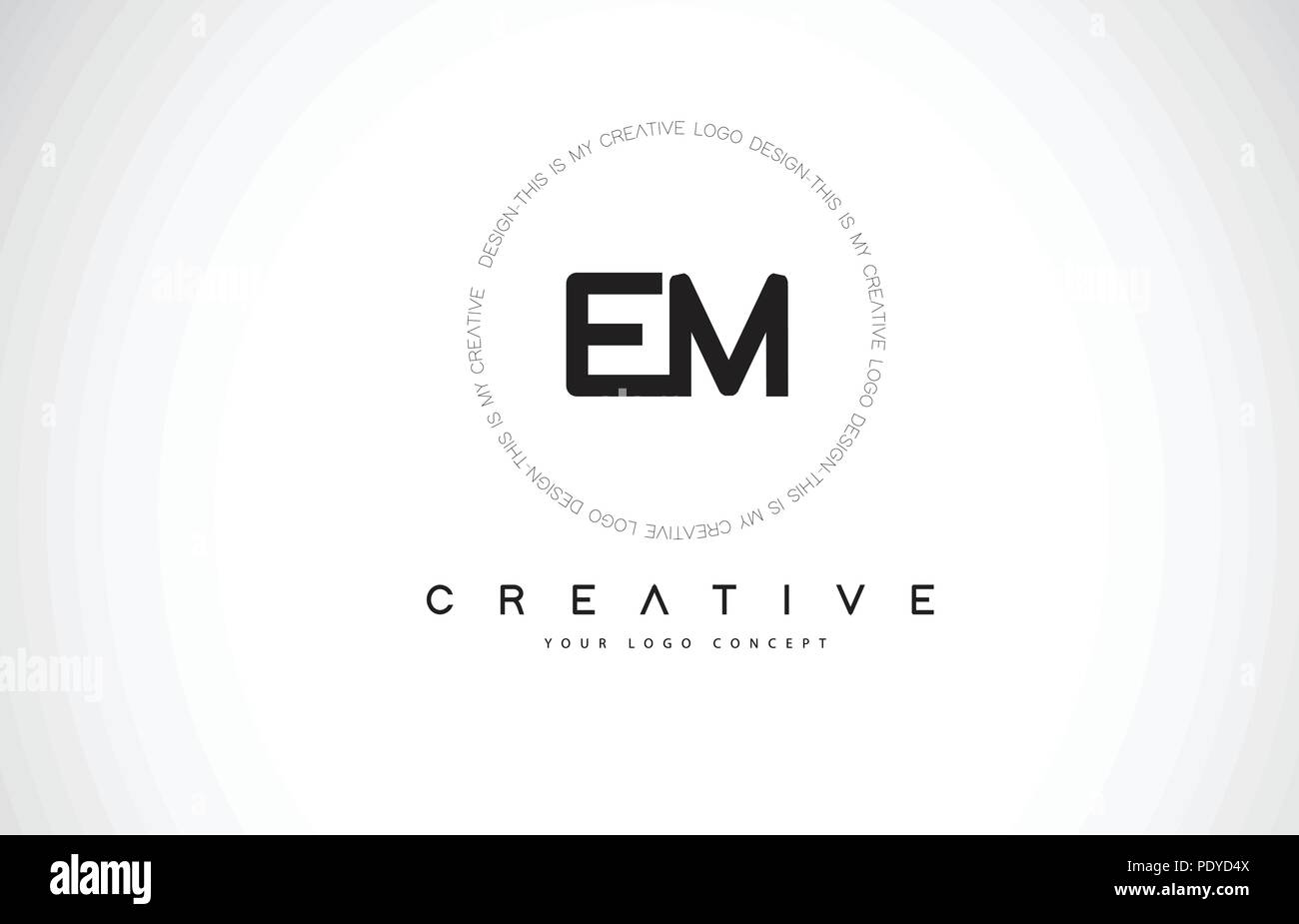 EM E M Logo Design with Black and White Creative Icon Text Letter ...