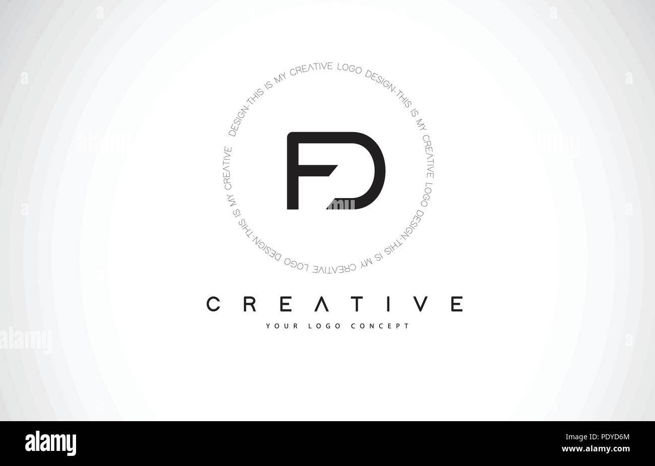 FD F D Logo Design with Black and White Creative Icon Text Letter ...