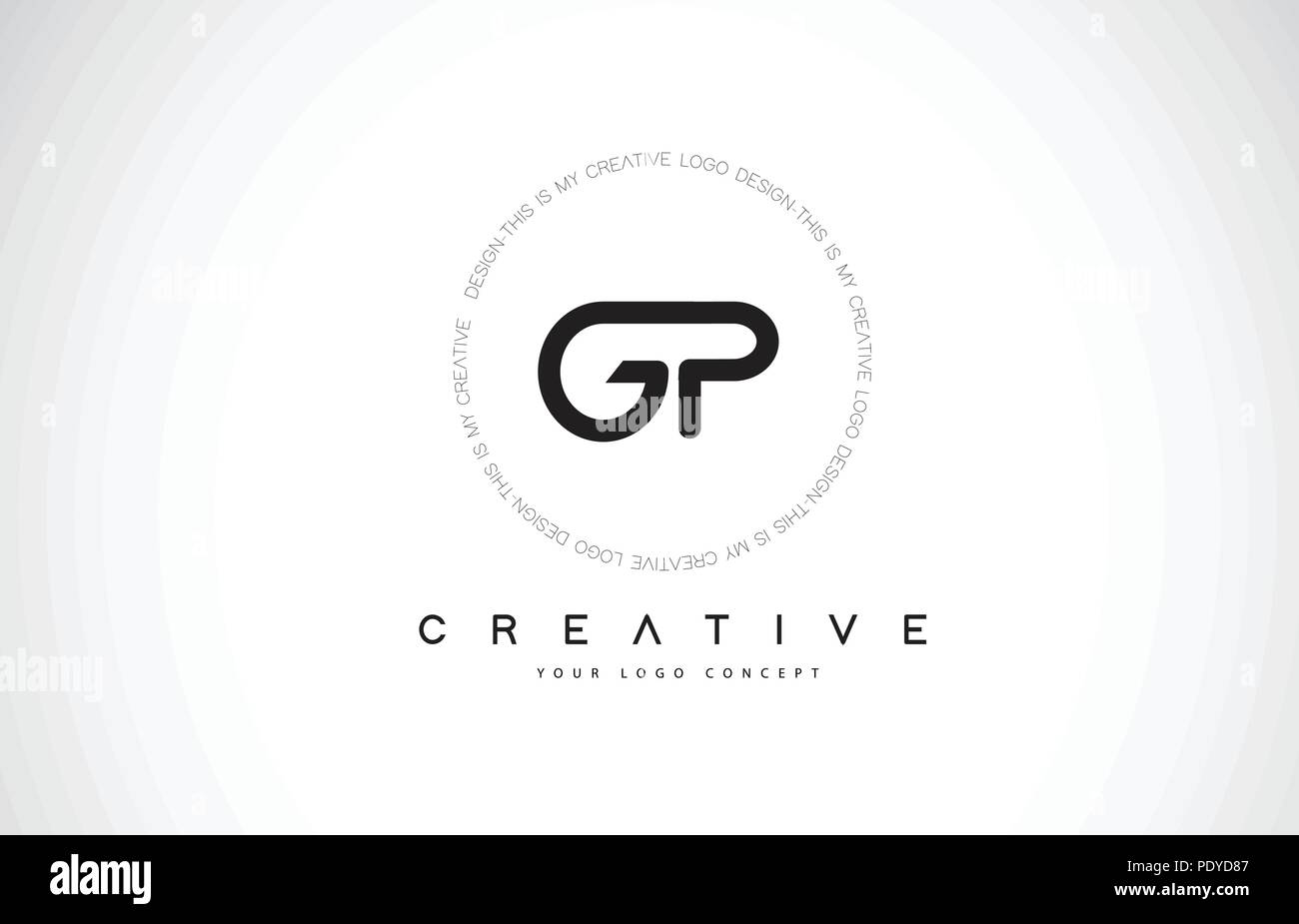 GP G P Logo Design with Black and White Creative Icon Text Letter ...