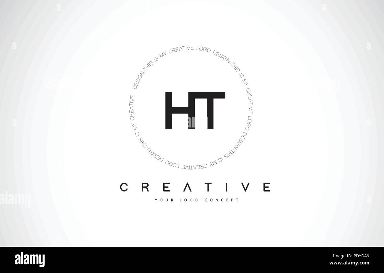 HT H T Logo Design with Black and White Creative Icon Text Letter ...