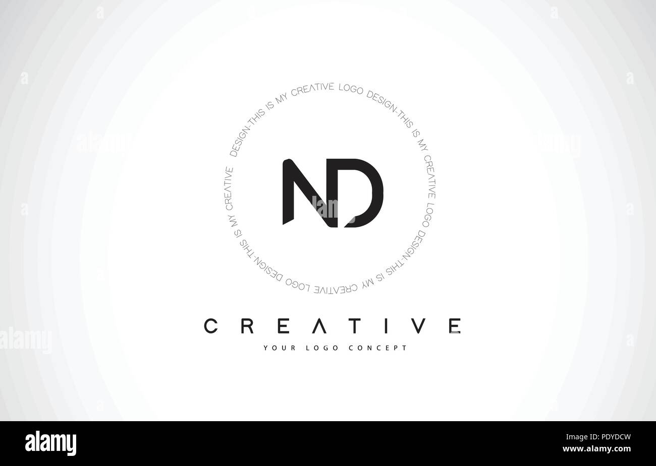 ND N D Logo Design with Black and White Creative Icon Text Letter ...