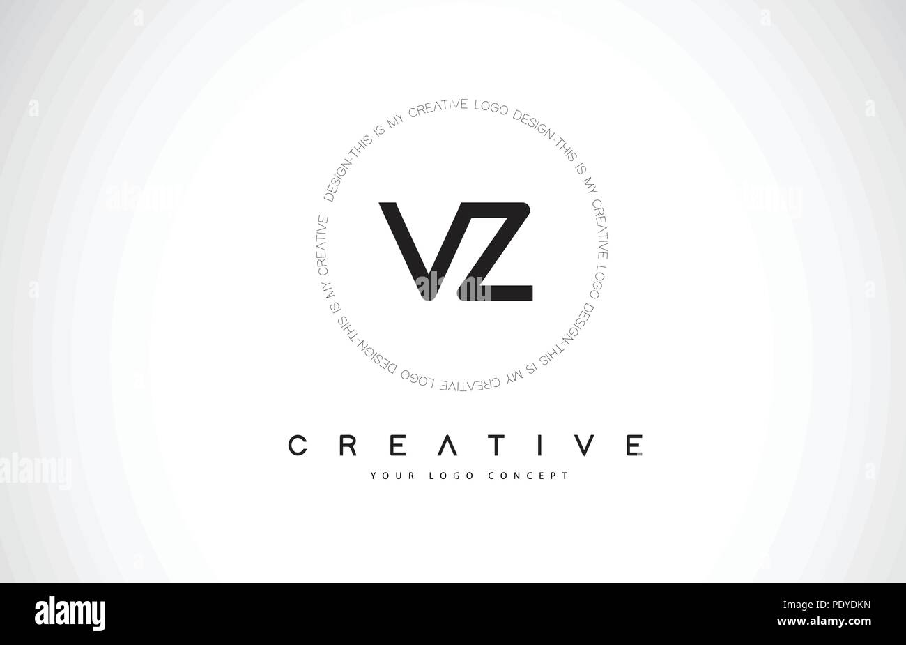 VZ V Z Logo Design with Black and White Creative Icon Text Letter ...