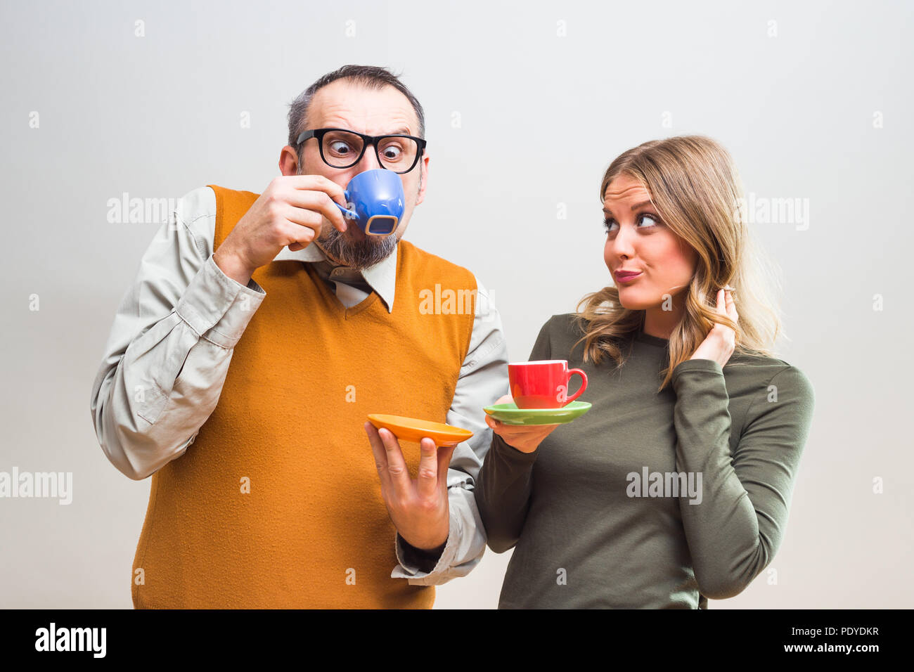 Man drinking coffee funny hi-res stock photography and images - Alamy
