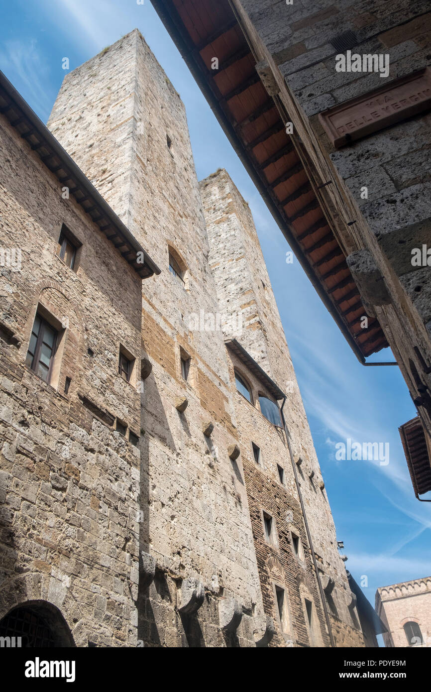 San Gimignano, Siena, Tuscany, Italy: the historic town at morning with ...