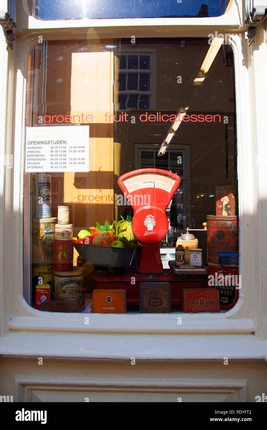 Showcase of an old store in the Netherlands Stock Photo - Alamy