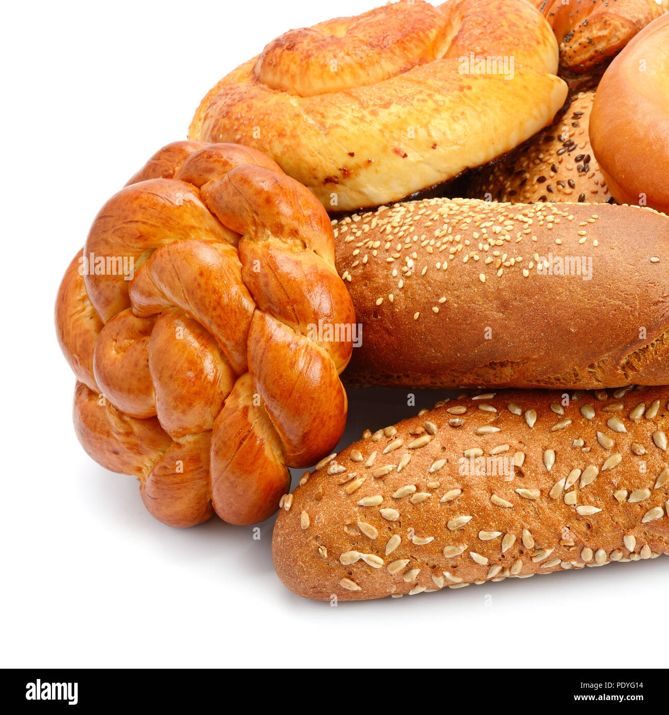 bread and bakery products isolated on white background Stock Photo - Alamy