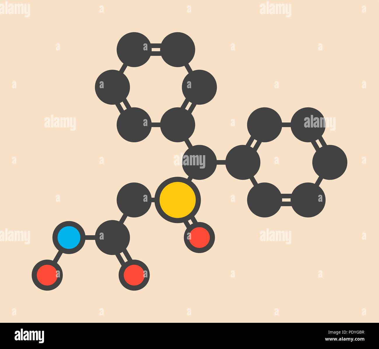 Adrafinil drug molecule (withdrawn). Stylized skeletal formula ...