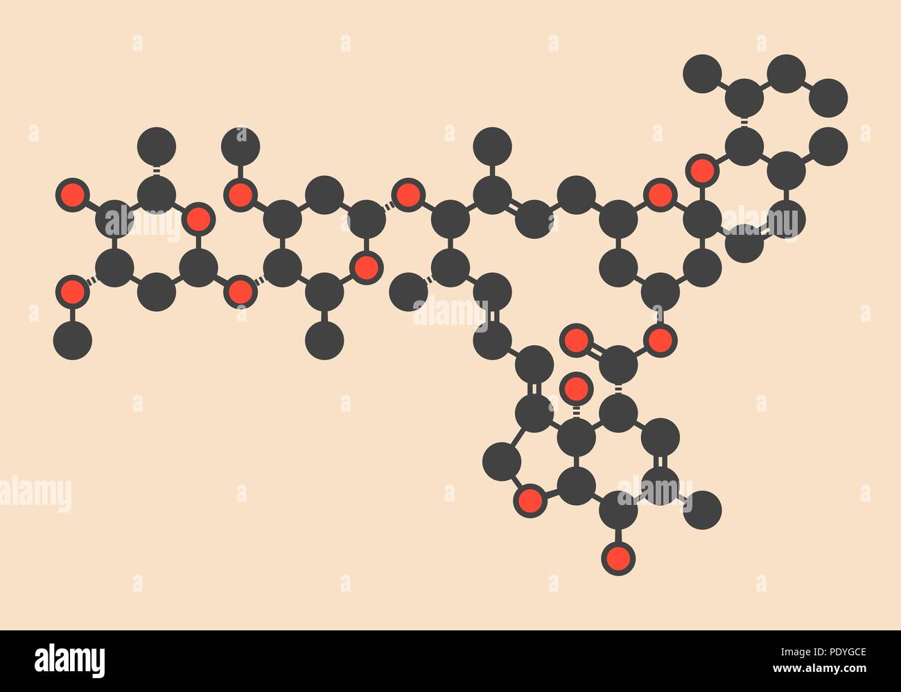 Abamectin insecticide molecule. Stylized skeletal formula (chemical ...