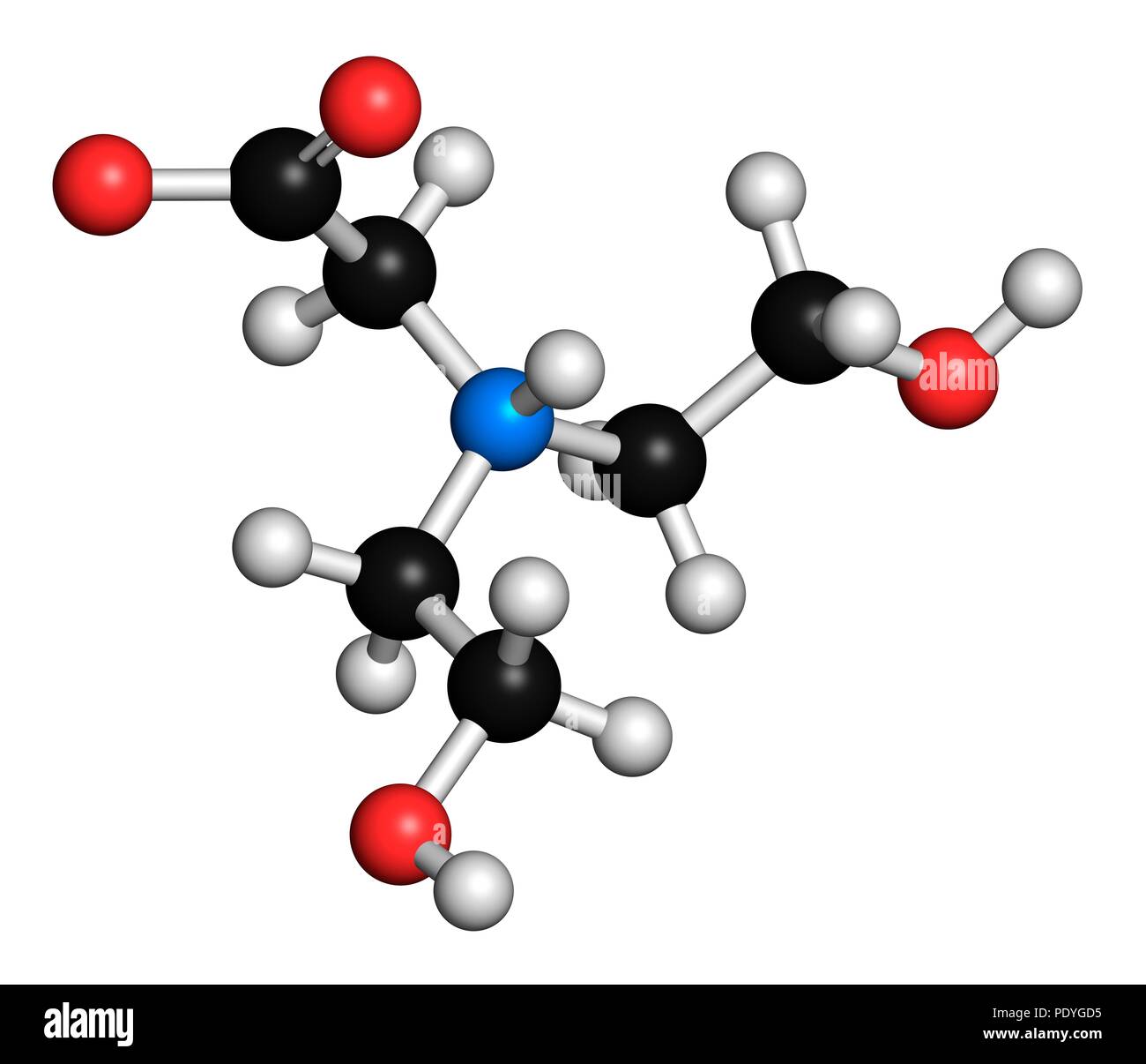 Bicine buffering agent molecule. 3D rendering. Atoms are represented as ...