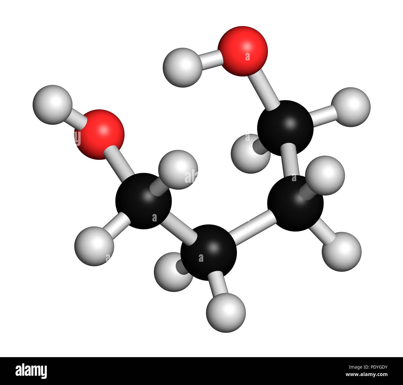 1,4-Butanediol solvent and recreational drug molecule. 3D rendering ...