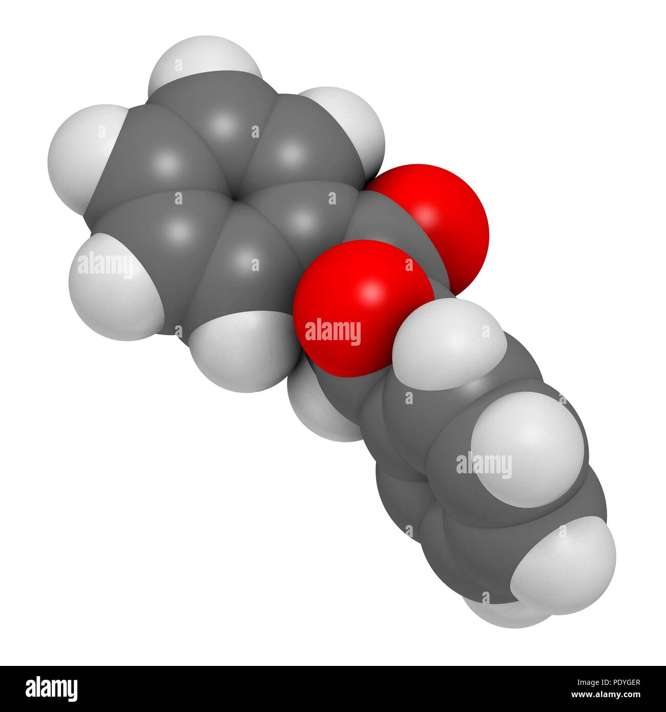 Dibenzoylmethane molecule. 3D rendering. Atoms are represented as ...