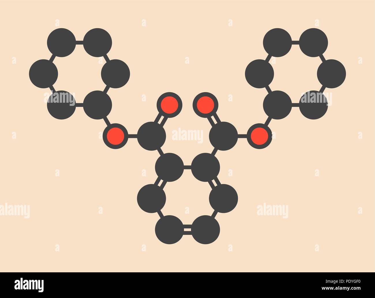 Dicyclohexyl phthalate (DCP) plasticizer molecule. Stylized skeletal ...