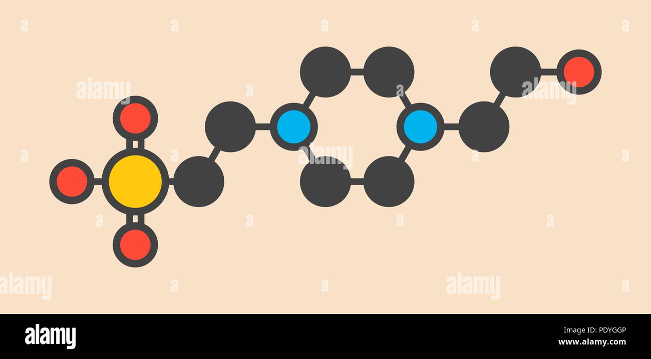 HEPES buffering agent molecule. Stylized skeletal formula (chemical ...