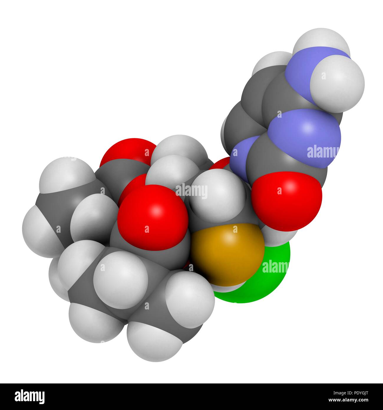 Lumicitabine respiratory syncytial virus (RSV) drug molecule. 3D ...