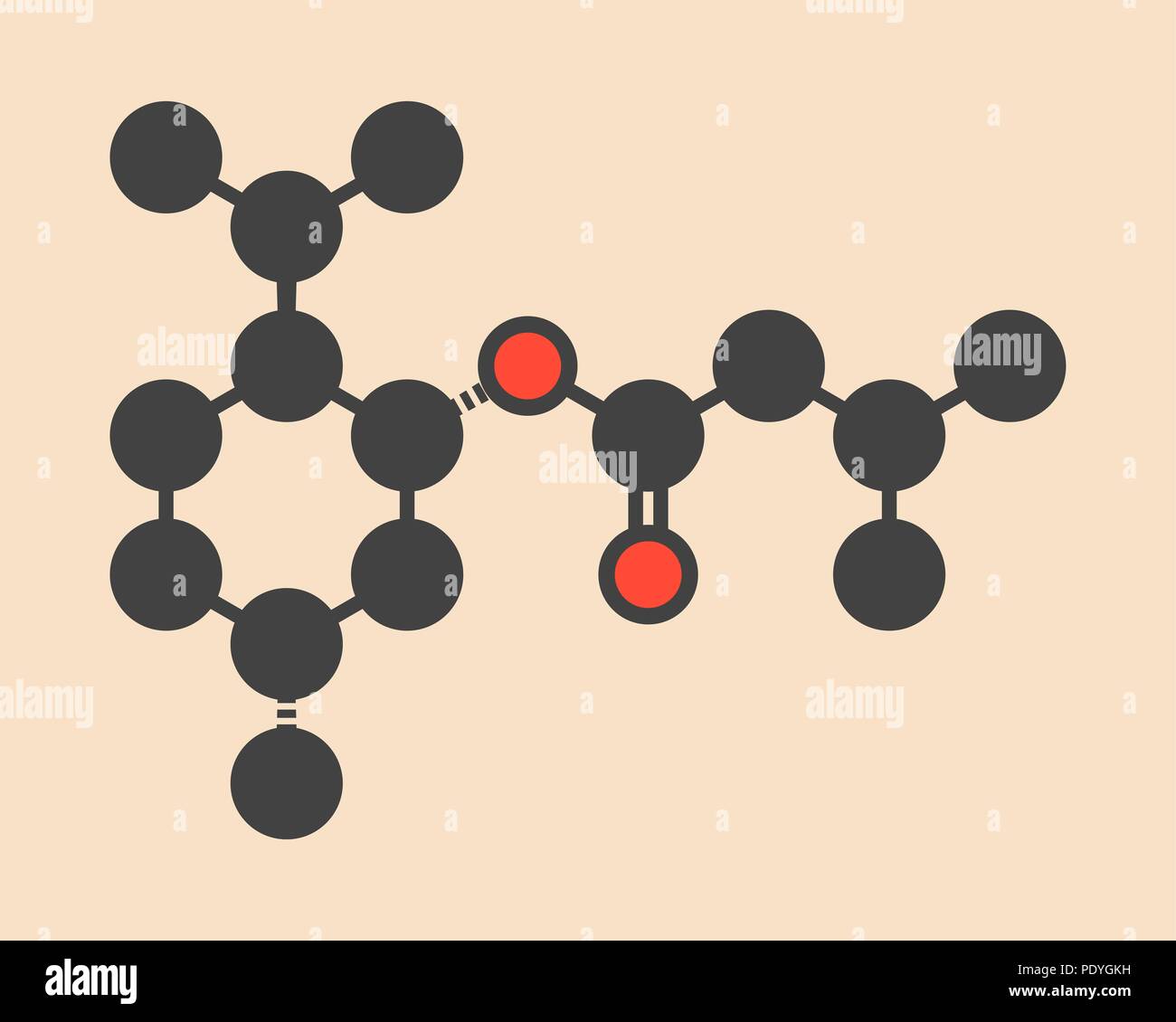 Menthyl isovalerate drug molecule. Stylized skeletal formula (chemical ...