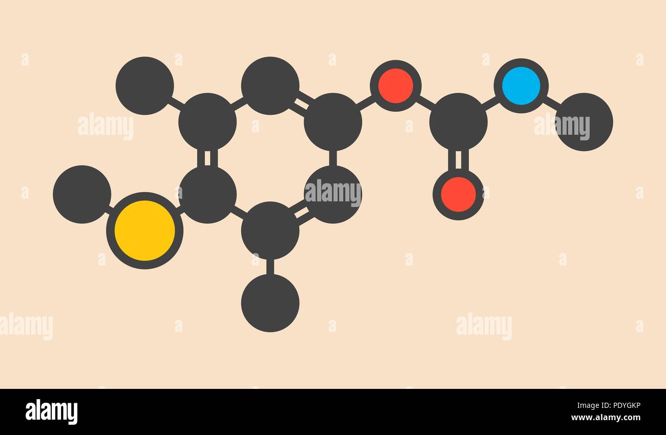 Methiocarb pesticide molecule. Stylized skeletal formula (chemical ...