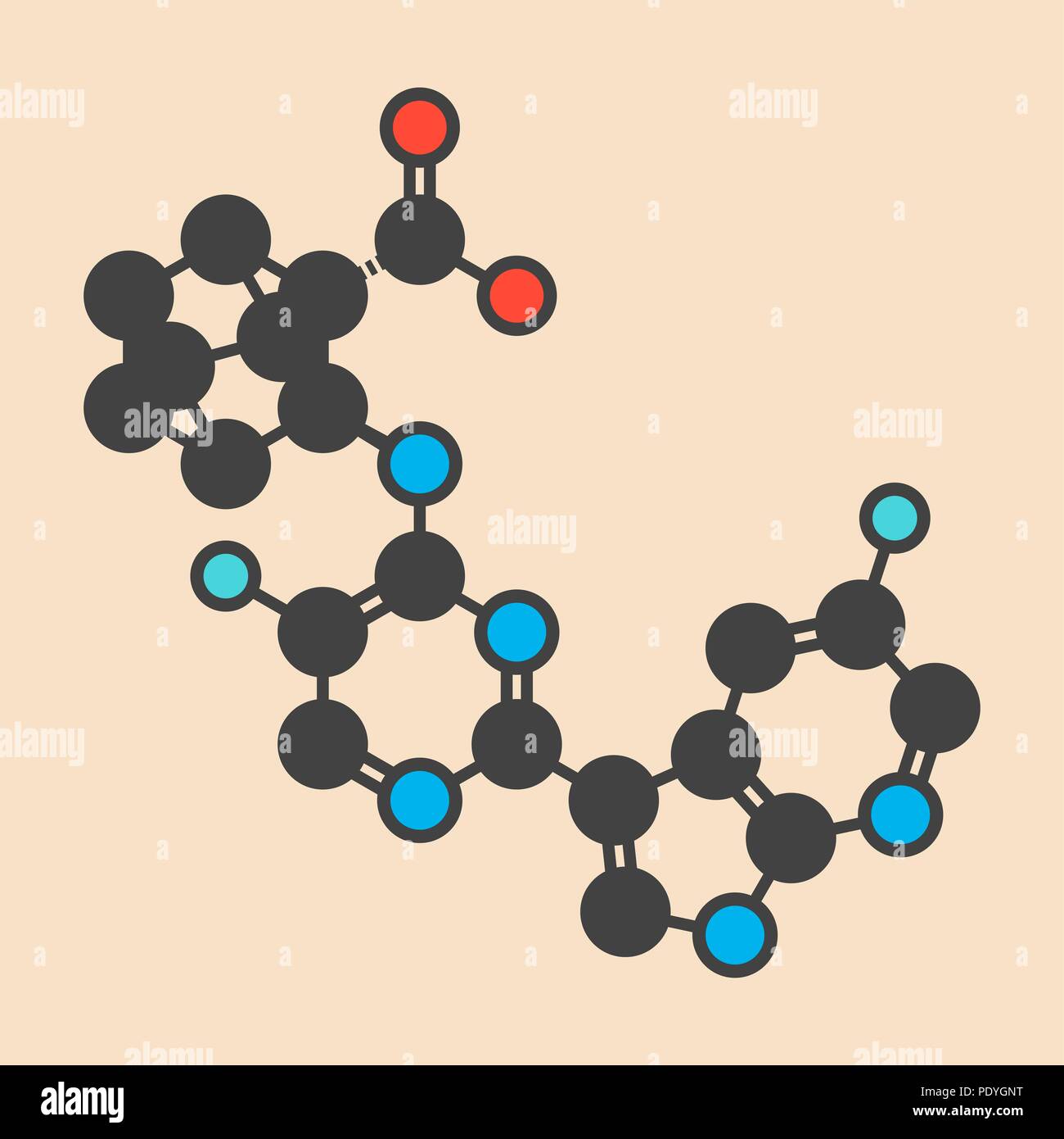 Pimodivir influenza drug molecule. Stylized skeletal formula (chemical ...