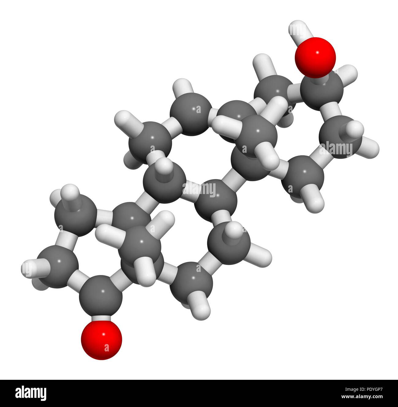 Prasterone (dehydroepiandrosterone, DHEA) drug molecule. 3D rendering ...