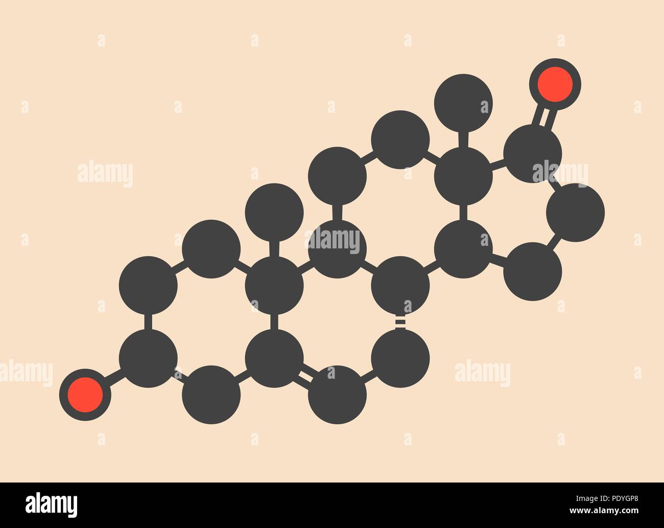 Prasterone (dehydroepiandrosterone, DHEA) drug molecule. Stylized ...