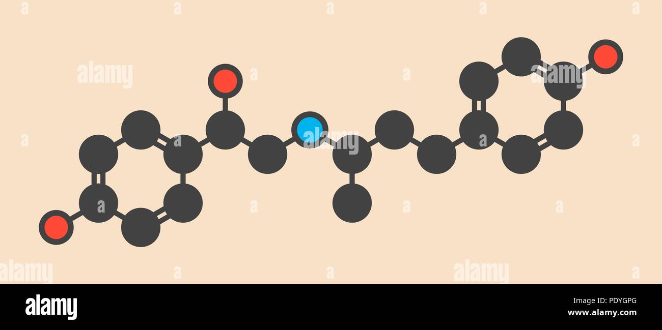 Ractopamine feed additive molecule. Stylized skeletal formula (chemical ...