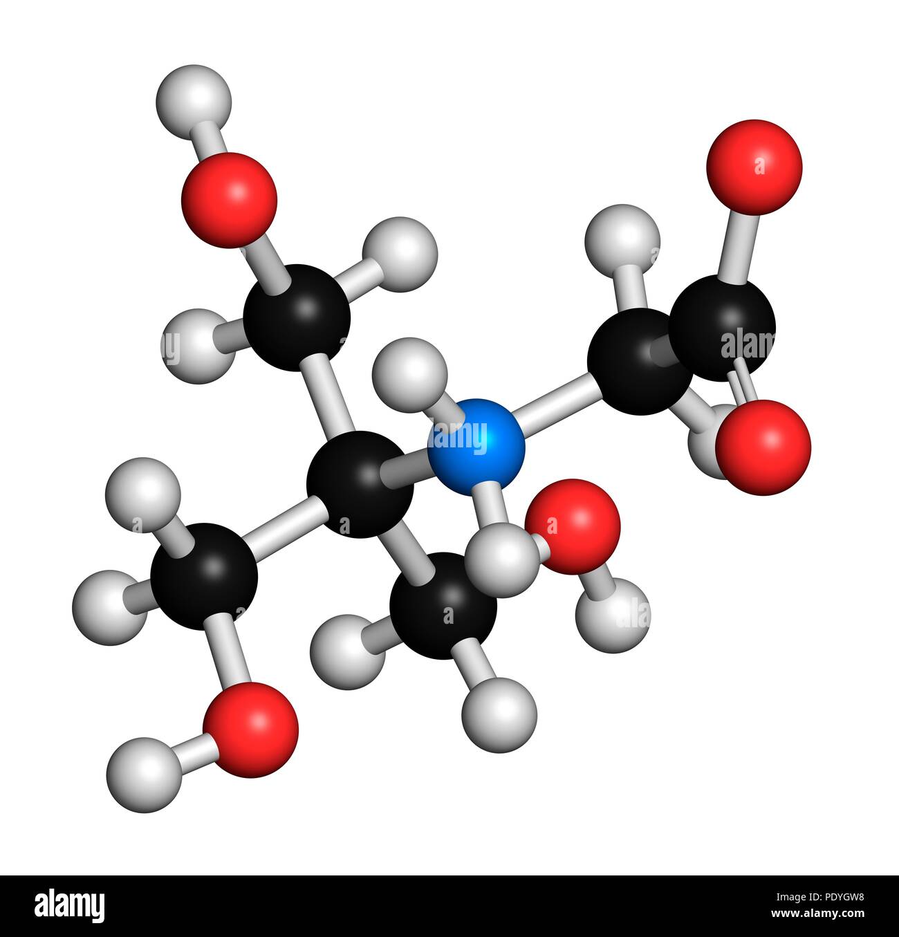 Tricine buffering agent molecule. 3D rendering. Atoms are represented ...