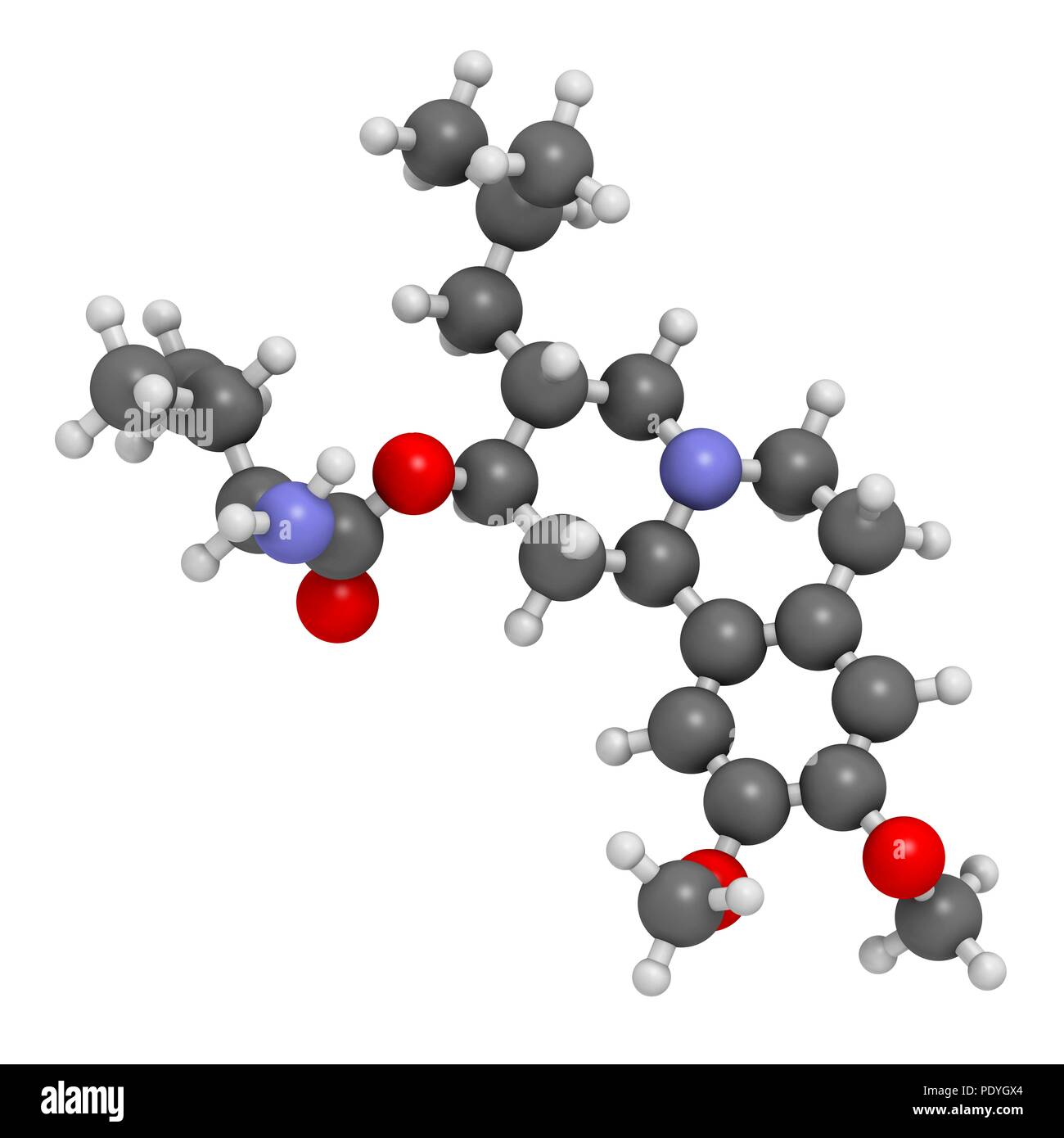 Valbenazine tardive dyskinesia drug molecule. 3D rendering. Atoms are ...