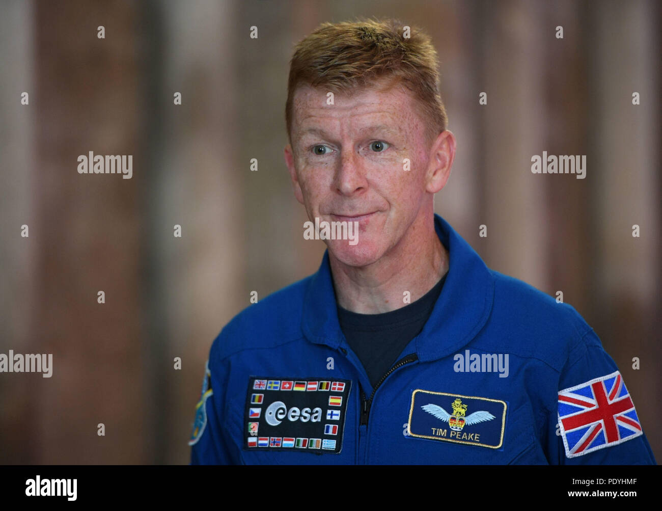 Major Tim Peake at Peterborough Cathedral as the Soyuz descent module ...